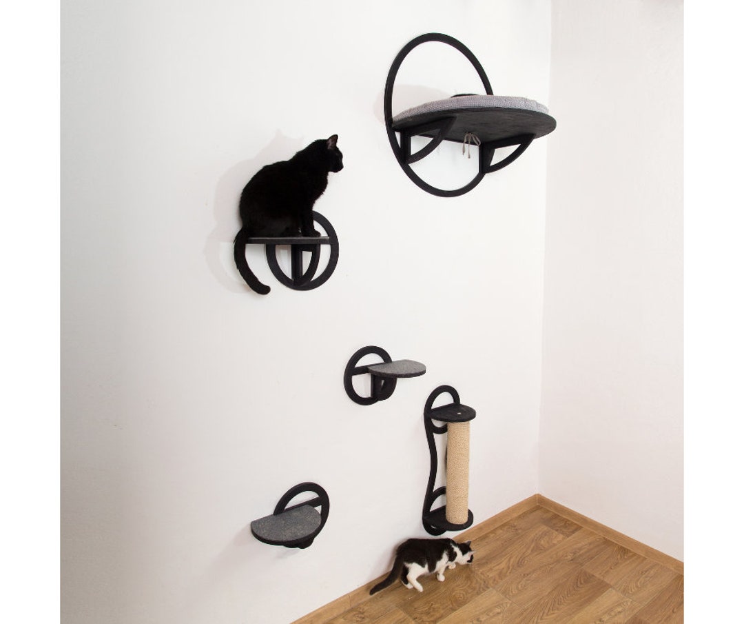BUBBLES Set 6, Cat Lover Gift, Cat Set, Cat Wall Furniture, Cat Shelves ...