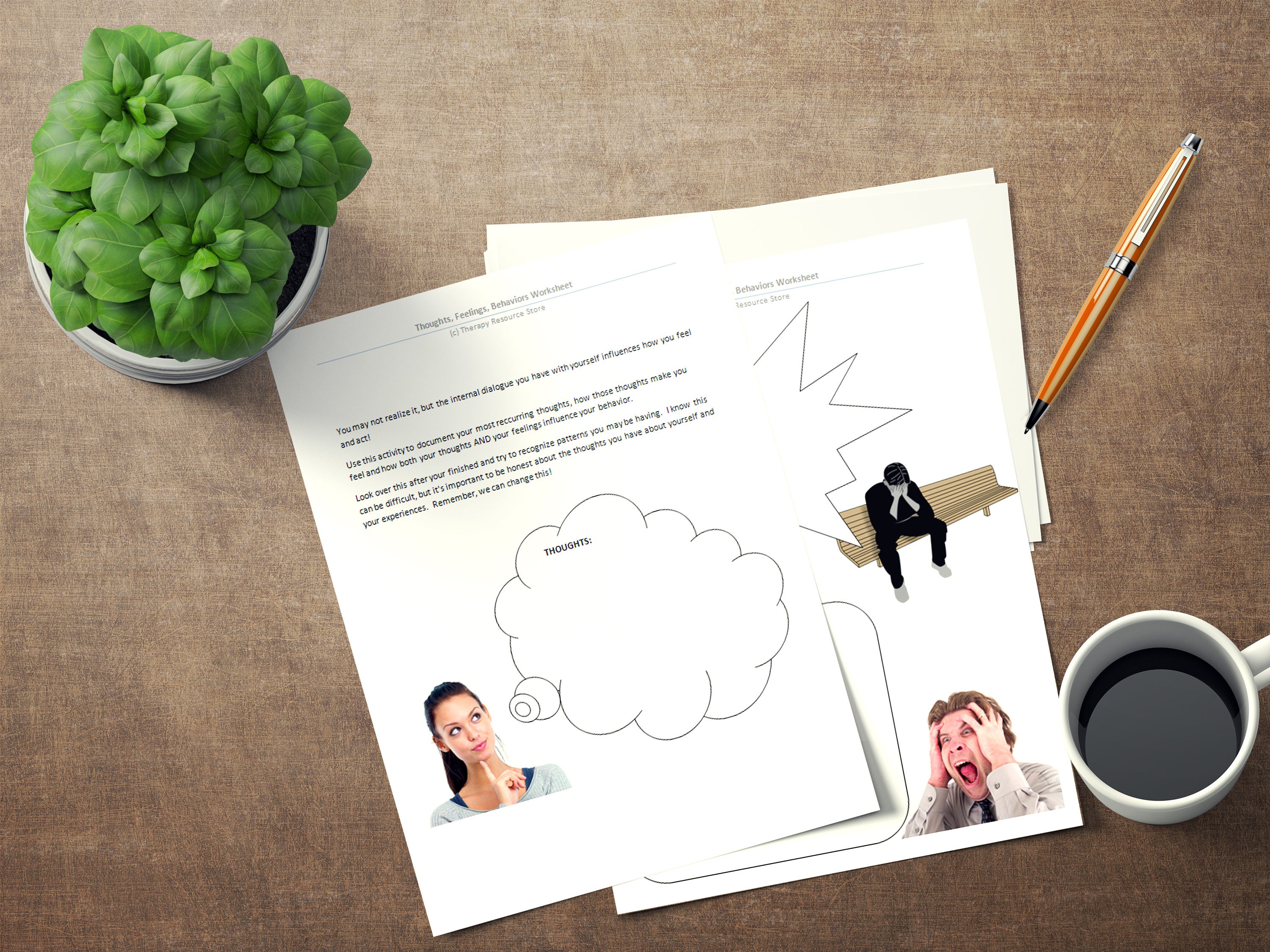 Thoughts Feelings Behaviors CBT Fillable PDF Worksheet - Etsy