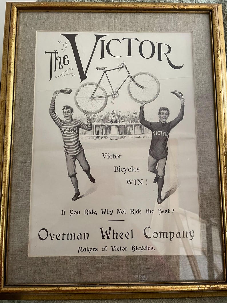 1800s Victor Bicycles Lithograph: Antique Advertising Art Print - Etsy