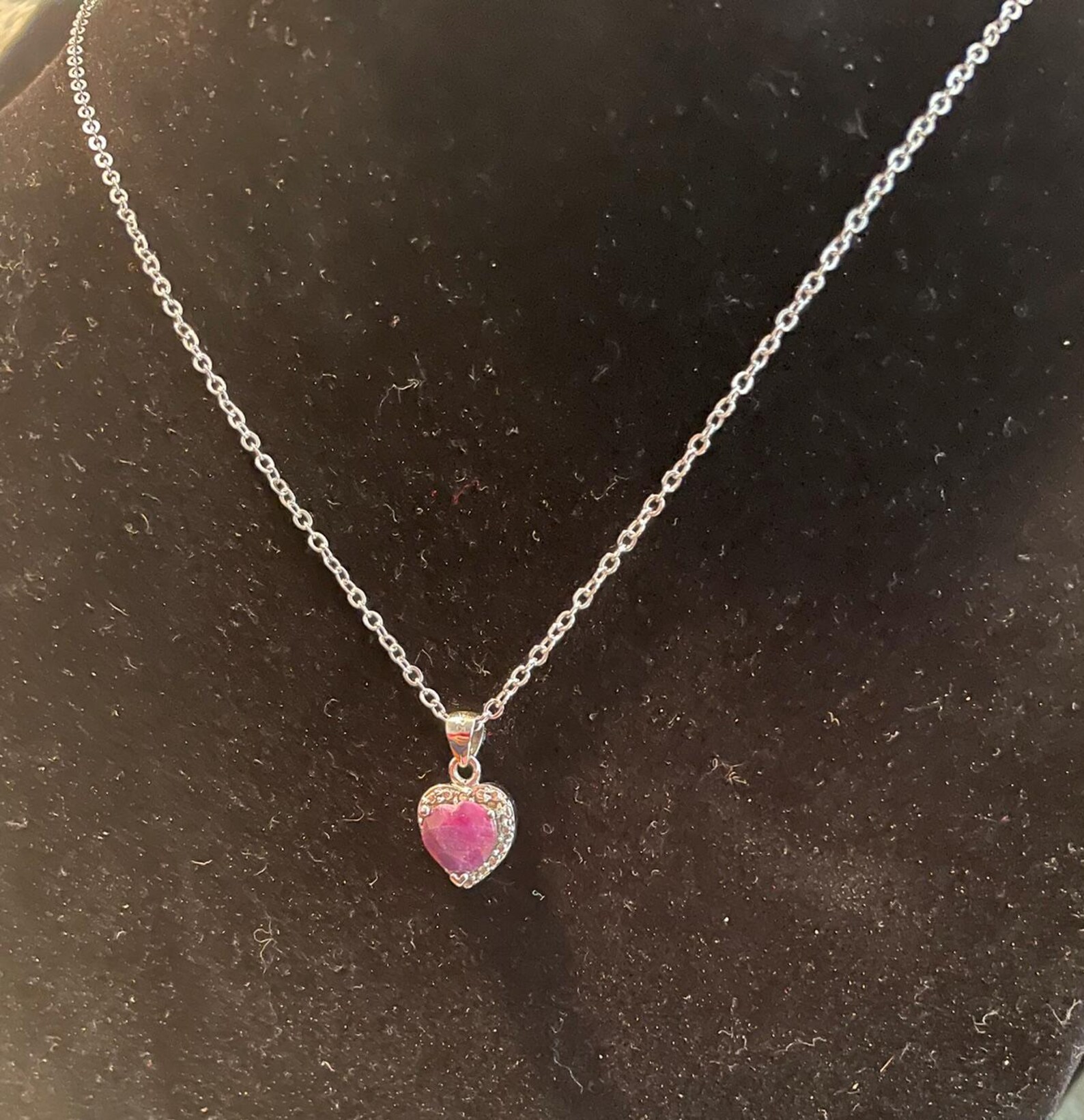 Vintage Sterling Silver Ruby Heart Necklace - 16" Chain - Etsy