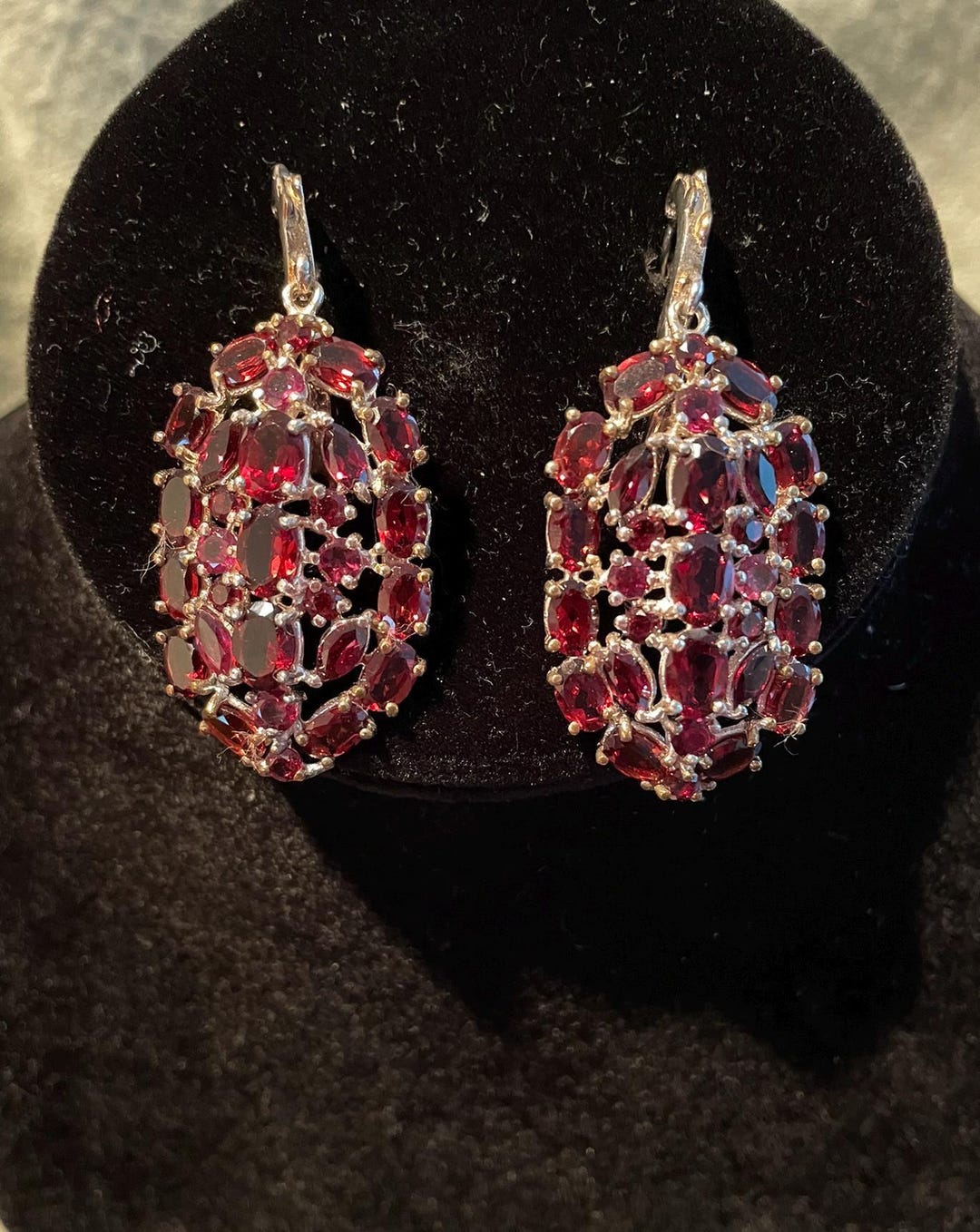 Vintage Earrings, Vintage Jewelry, Art Deco Look.big Garnet Splash ...