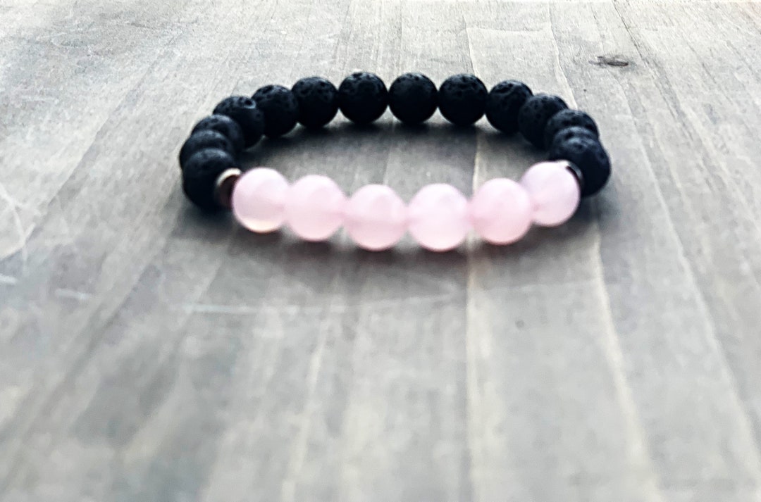 Edelstein Armbänder Rosenquarz und Lava Rock Armband - Etsy.de