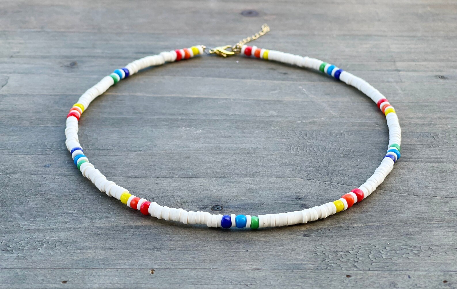 Classic Surfer Necklace, Beaded Beach Necklace, Adjustable Seed Bead ...