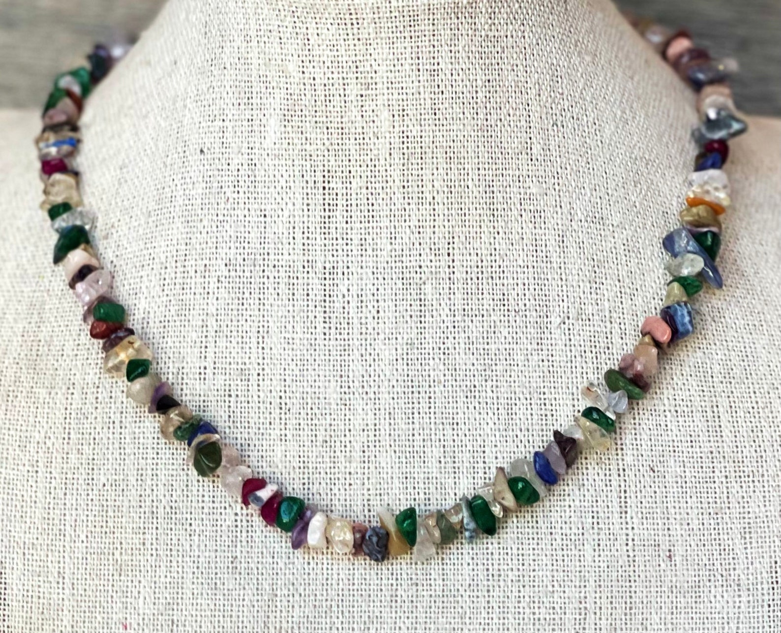 Gemstone Chip Necklace Rainbow Gemstone Choker Natural | Etsy