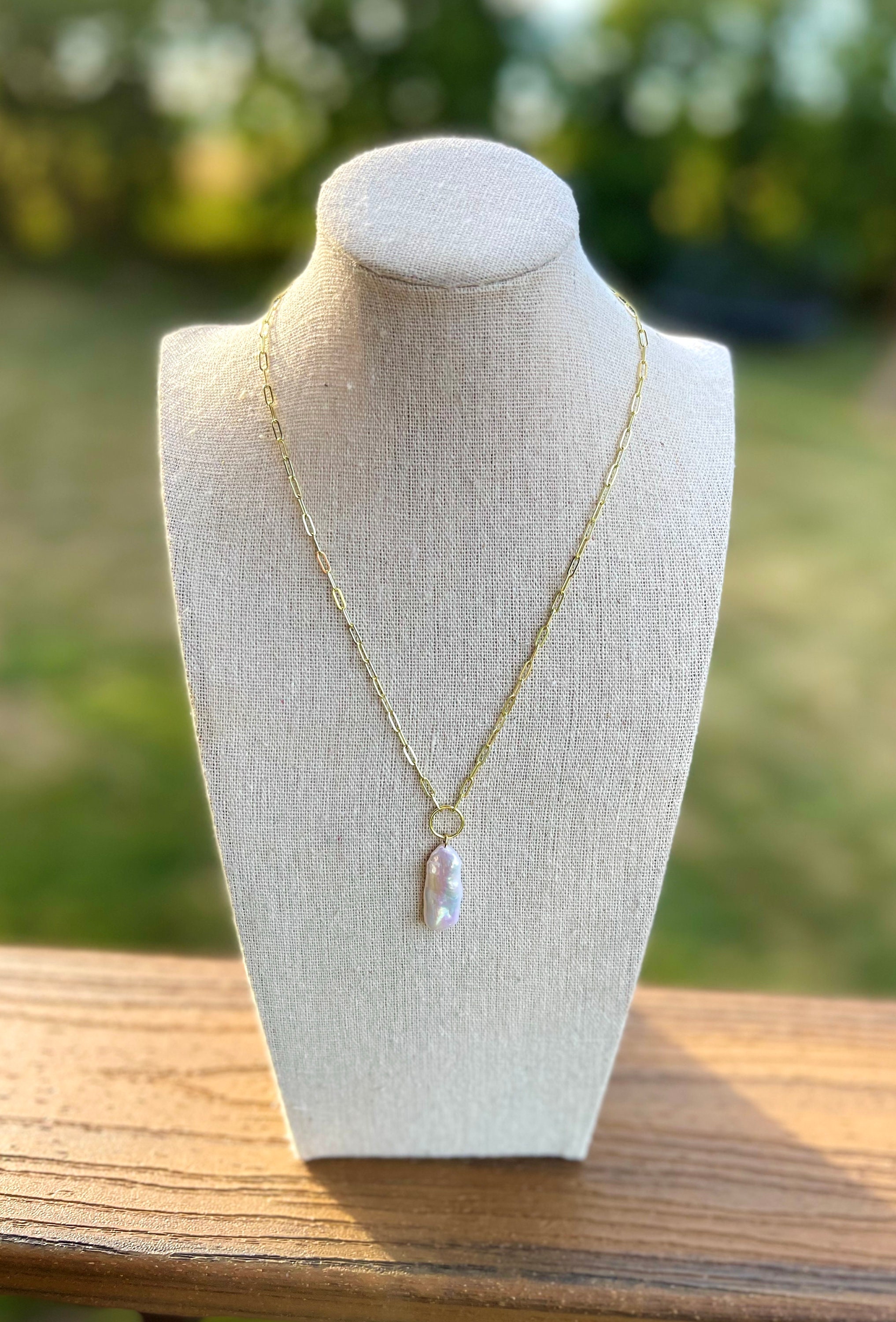 Gold Pearl Necklace Baroque Pearl Necklace Single Pearl - Etsy
