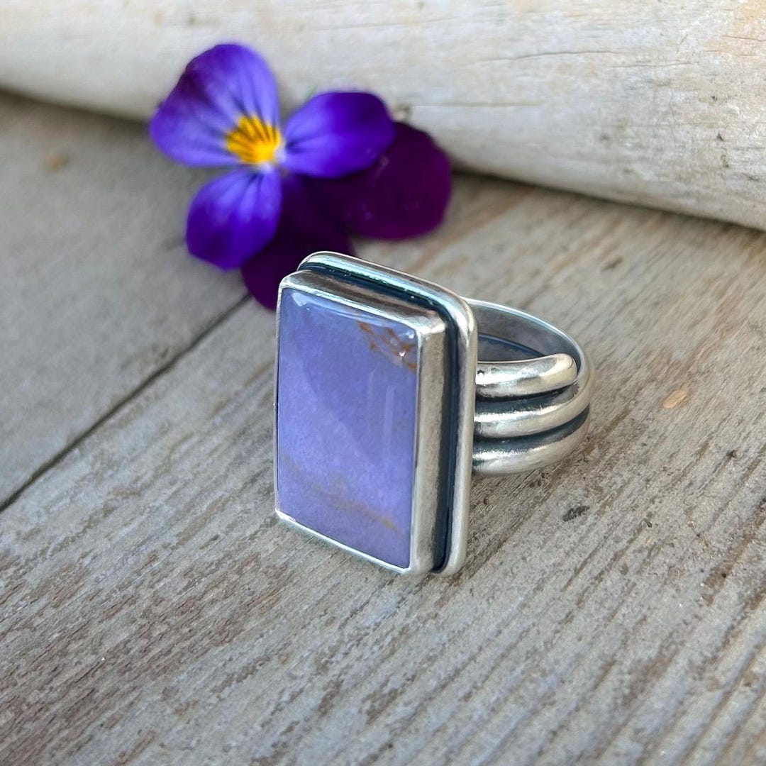Purple Jasper Sterling Silver Ring, Art Deco Handmade Jewelry - Etsy