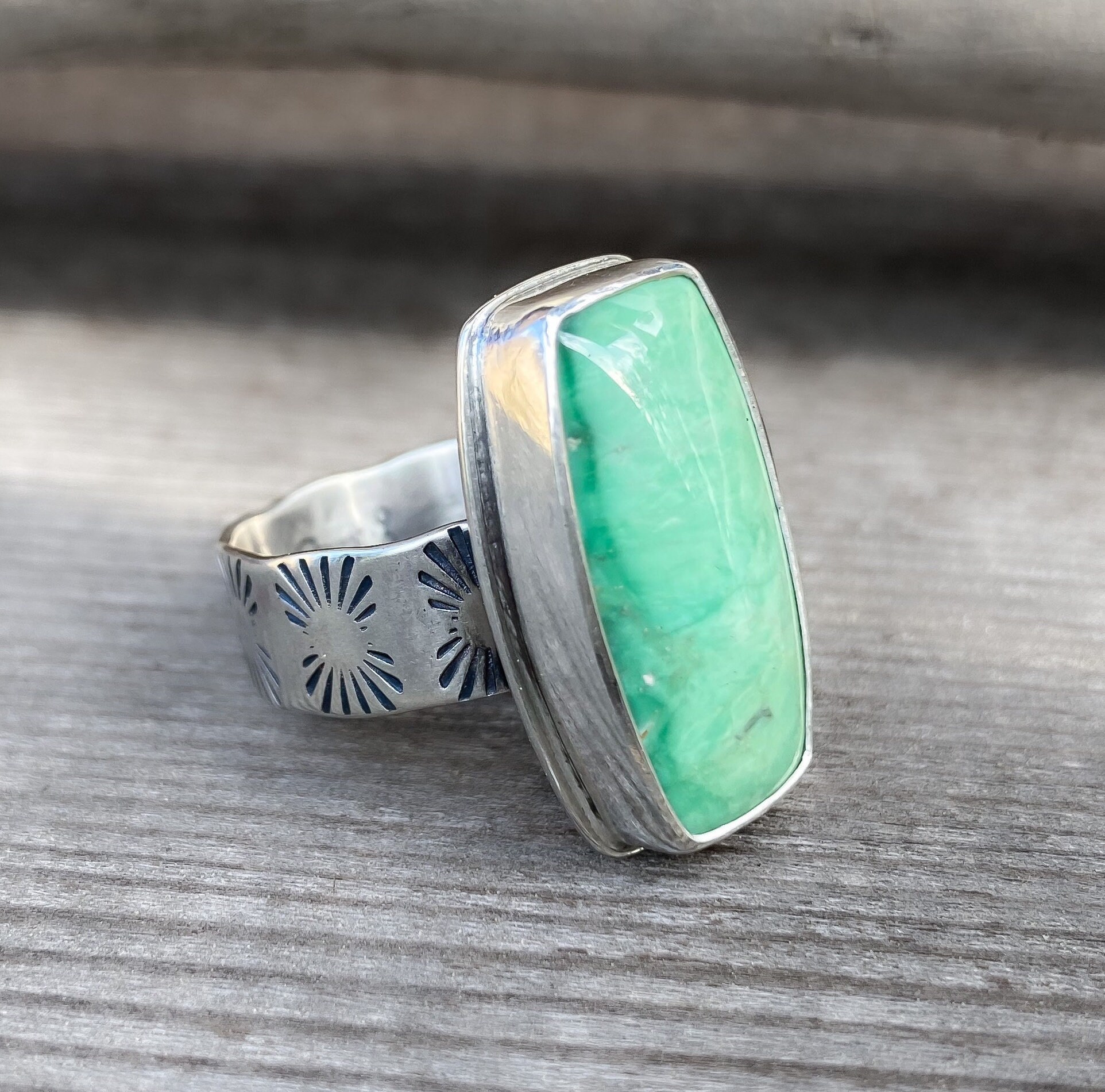 Variscite Ring, Mint Green Ring, Geometric Jewelry, Artisan Jewelry ...
