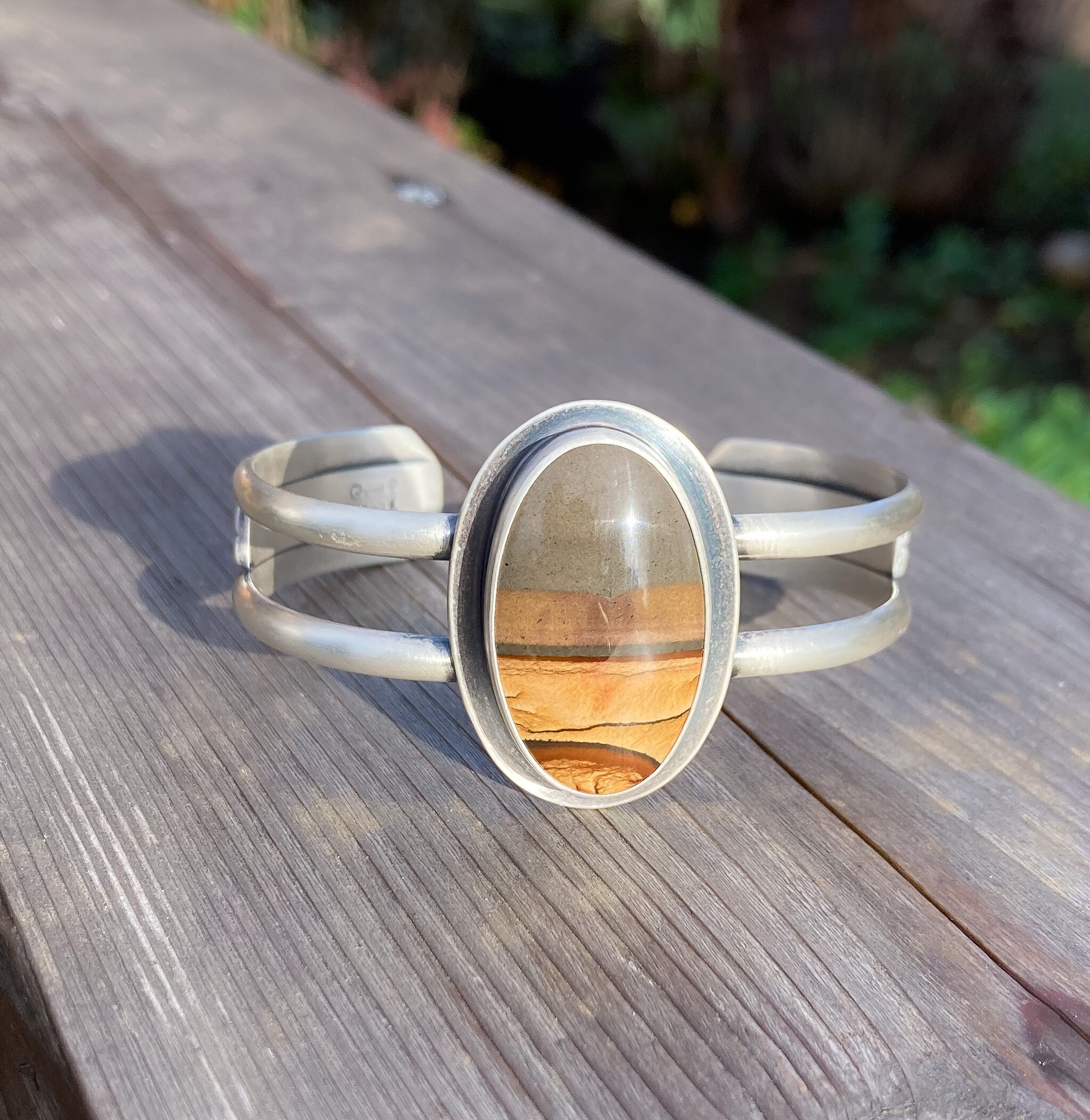 Landscape Jasper Art Deco Cuff, Cuff Bracelet, Biggs Jasper, Artisan ...