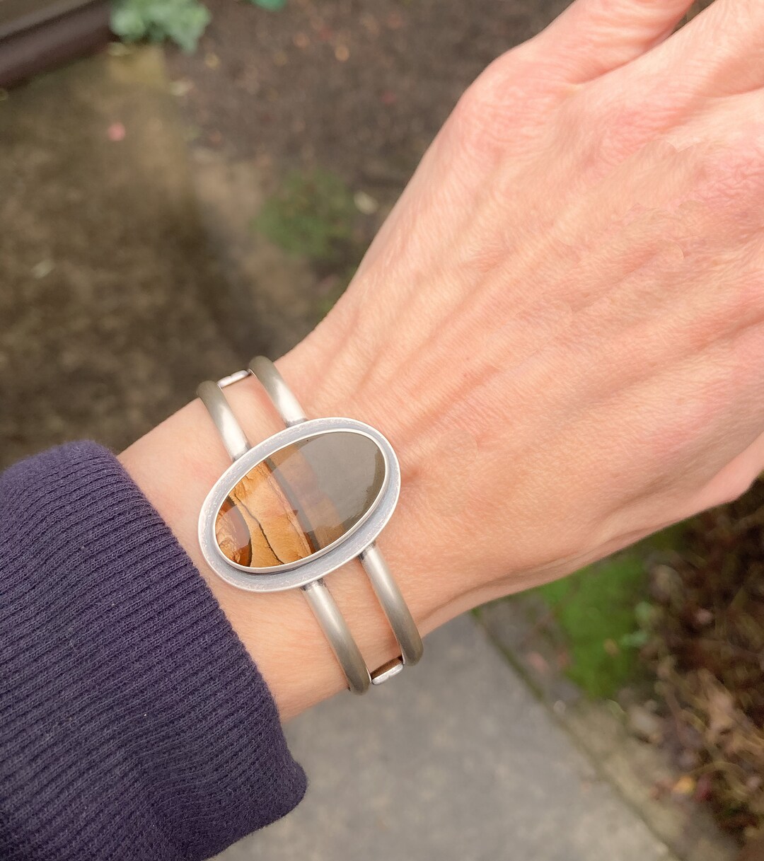 Landscape Jasper Art Deco Cuff, Cuff Bracelet, Biggs Jasper, Artisan ...