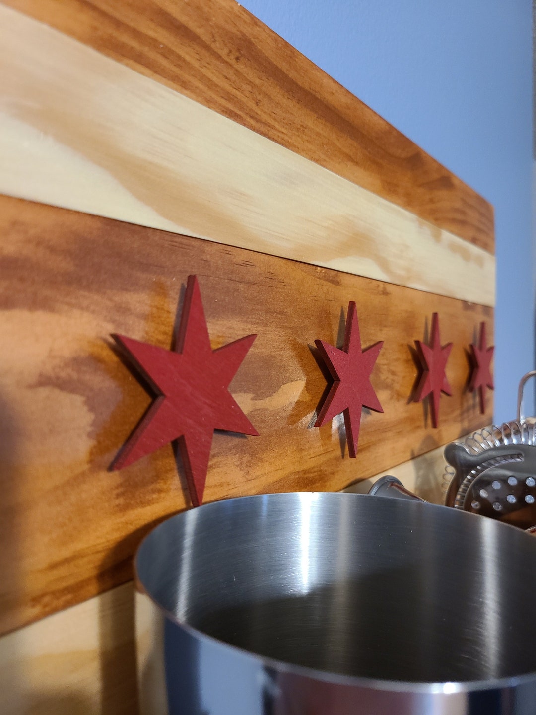 Chicago Flag Bar Organizer Wood Grain Edition - Etsy