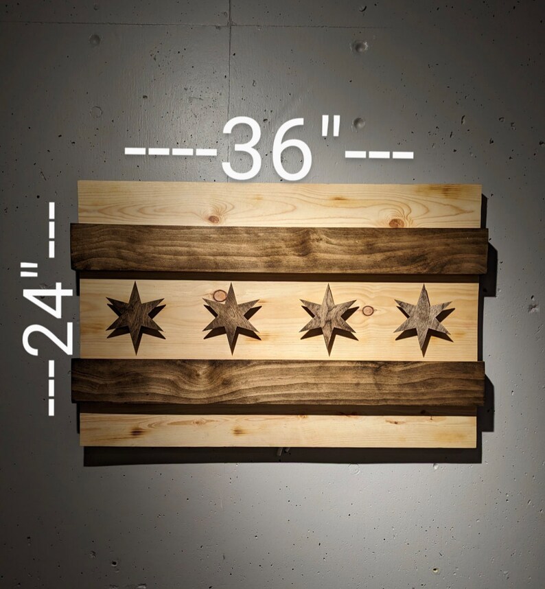 LED Woodgrain Chicago Flag - Etsy