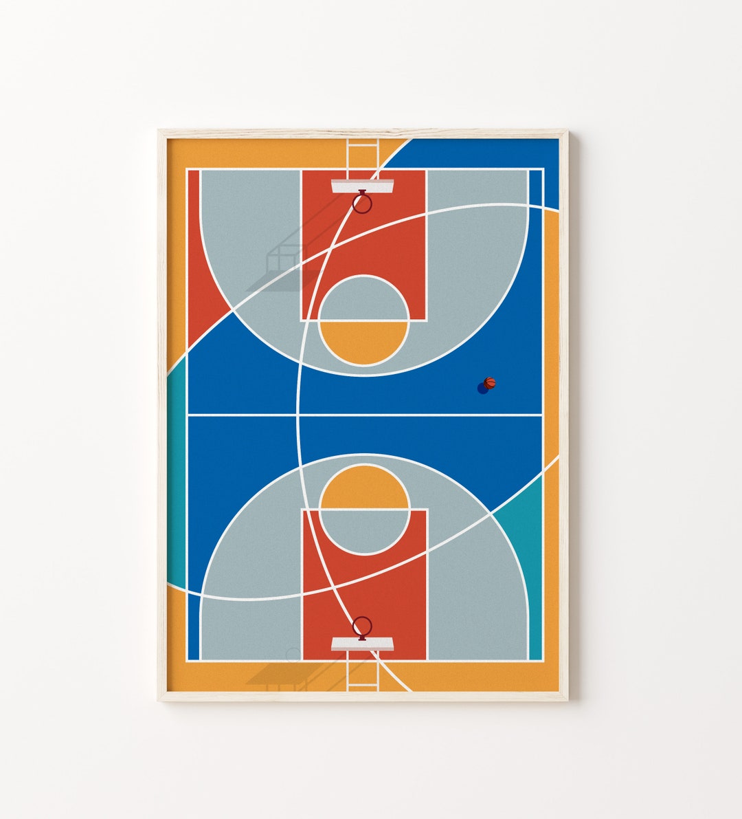 Basketball Court Printable Poster Design, Colorful and Fun Digital Wall ...
