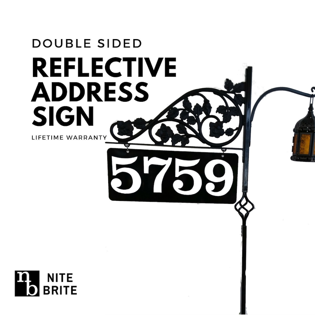 Reflective House Number Yard Sign: Double Sided Metal Address Sign With ...