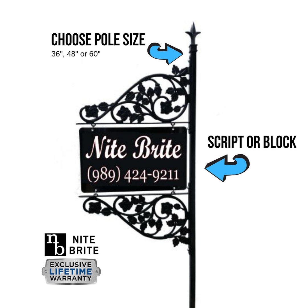 Custom Business Address Sign - Double Sided Reflective With Pole ...