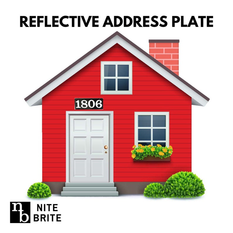 Reflective House Number Sign: Personalized Aluminum Address Plaque (6 ...