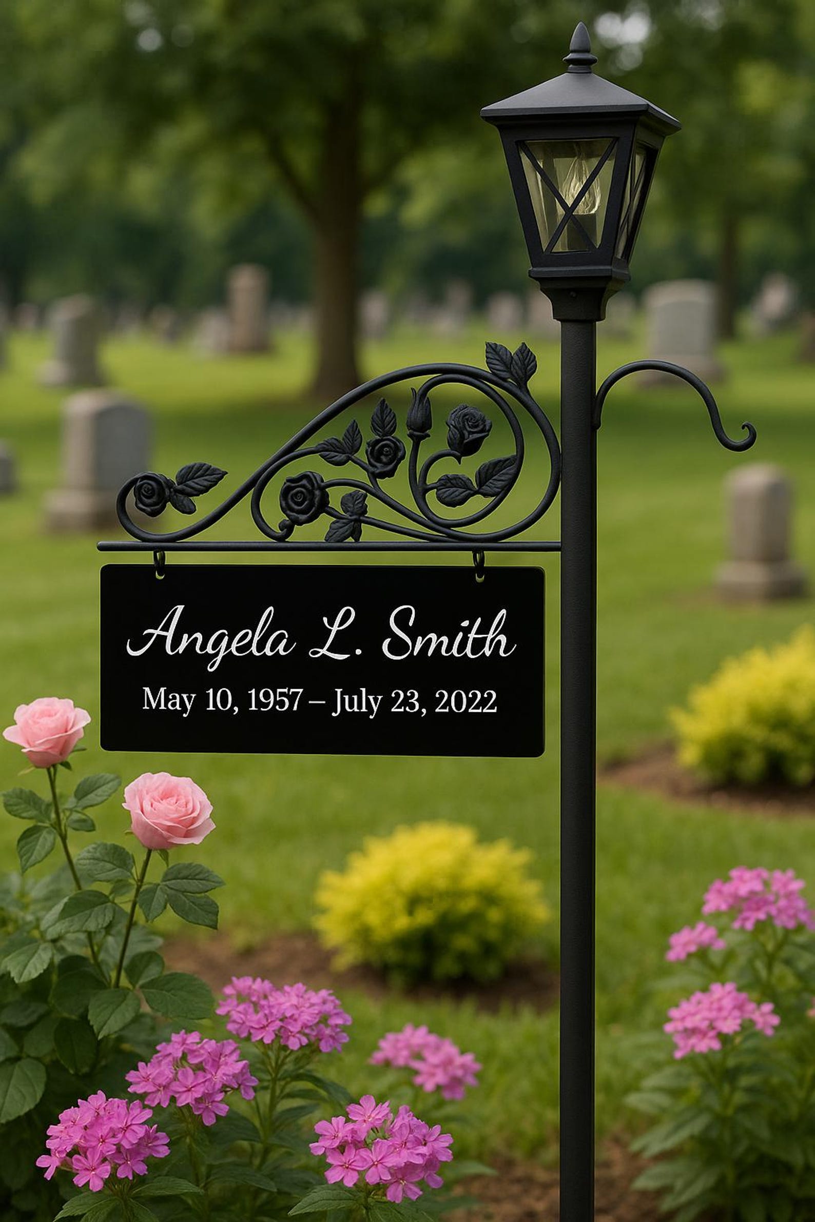 Personalized Grave Metal Sign Comes With 36" Pole Custom Optional Hook ...