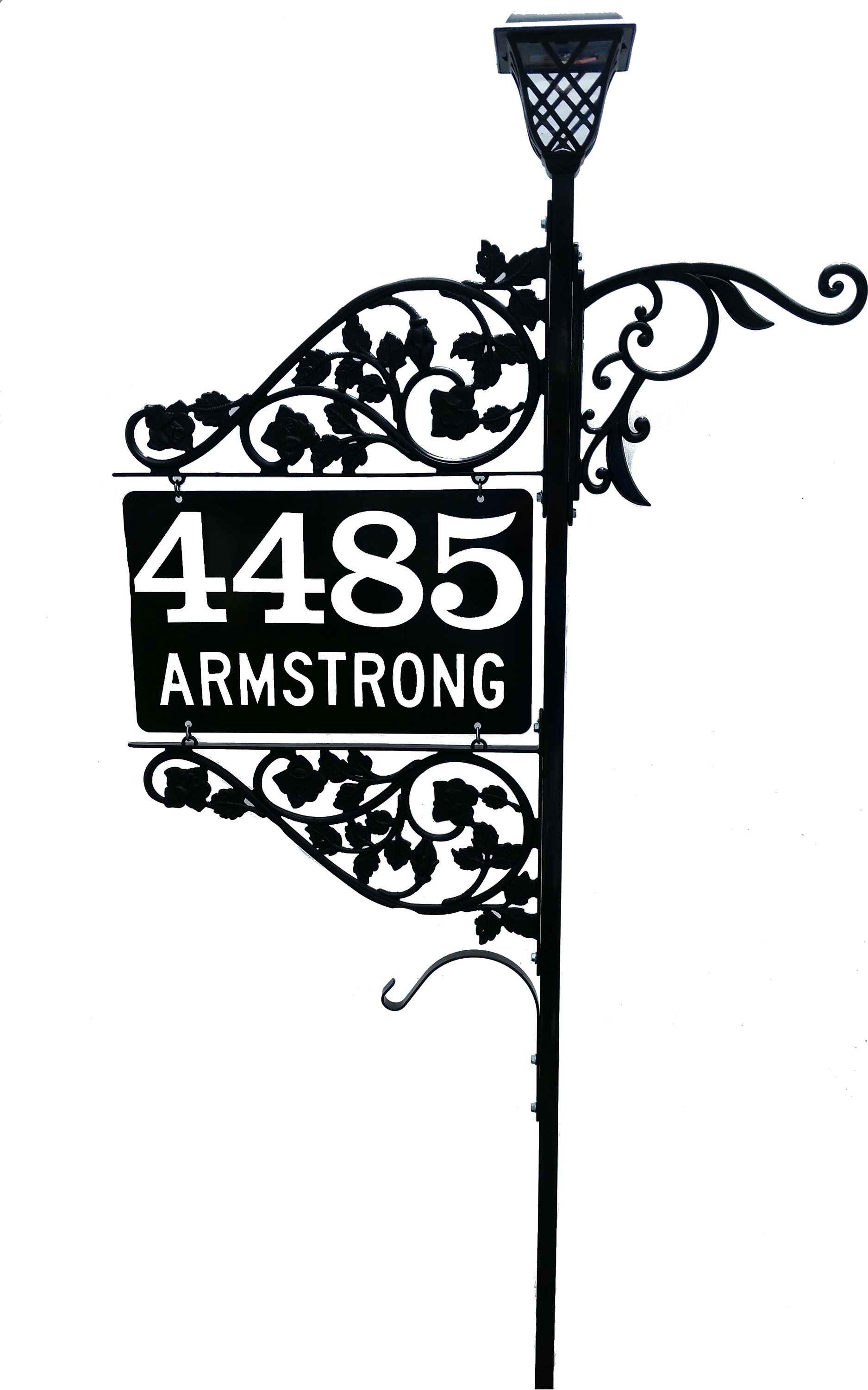 Reflective Address Sign: Double Sided Marker With Solar Light & Plant ...
