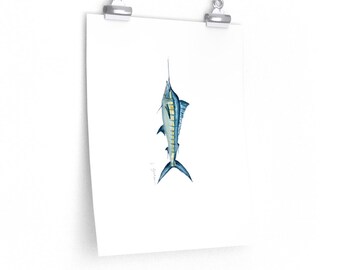 Watercolor Marlin DIGITAL DOWNLOAD Sports Fishing Graphics Marlin Print ...