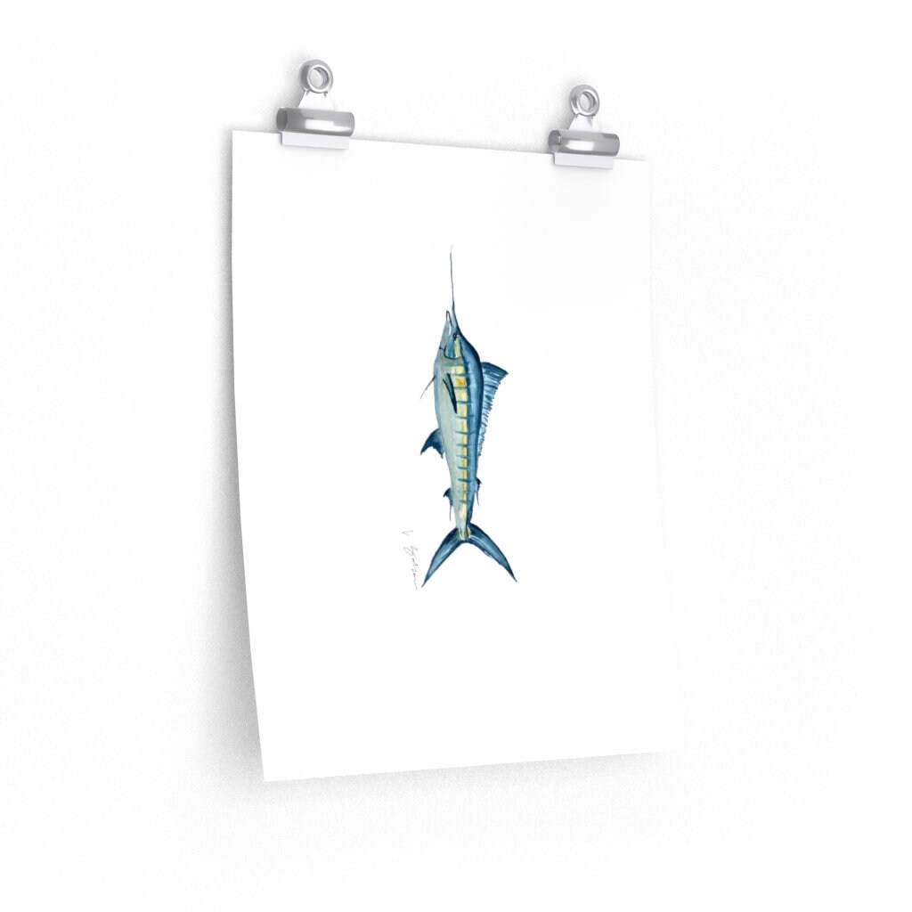 Blue Marlin Watercolor Print - Etsy