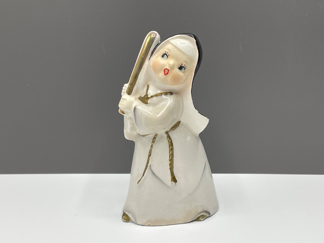Nun With Baseball Bat, Vintage Ceramic Figurine, Thames China, Kitsch ...