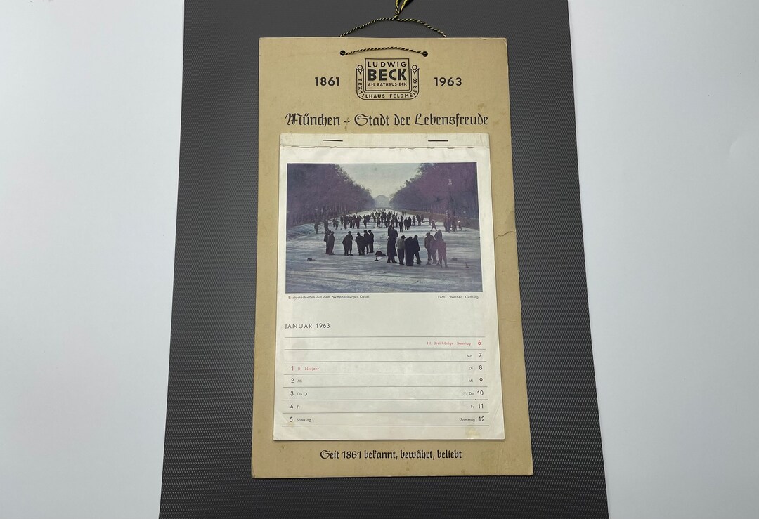 1963 German Calendar Munich Bavaria Ludwig Beck Advertising - Etsy