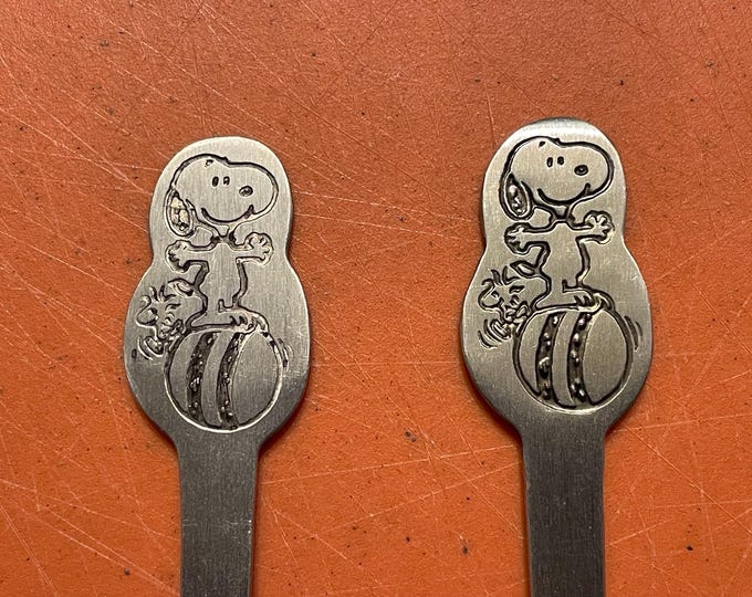 Child’s Fork and Spoon Set, Snoopy and Woodstock, Peanuts, Charles M ...
