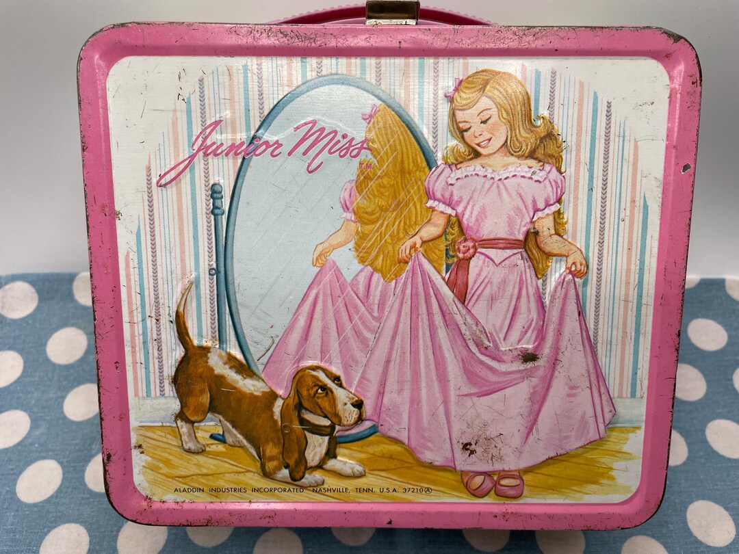 Vintage Junior Miss Lunchbox, Aladdin Industries, Basset Hound, Pink ...