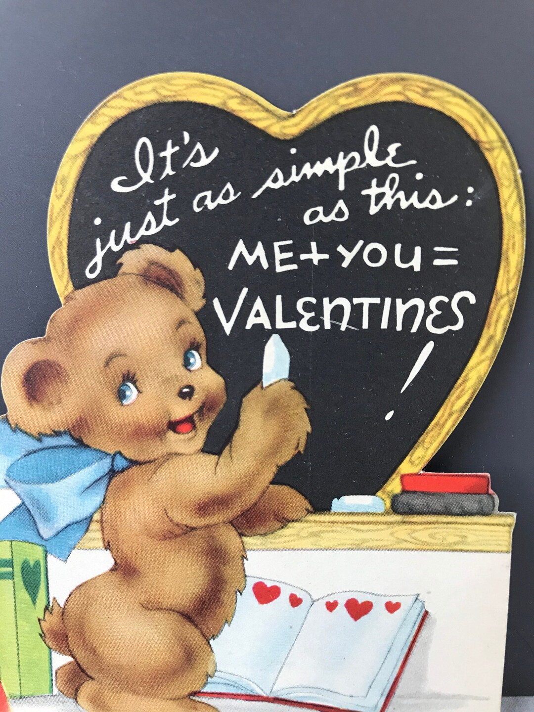 1940's Math Valentine, Teddy Bear, Teacher, Carrington Co., Original ...