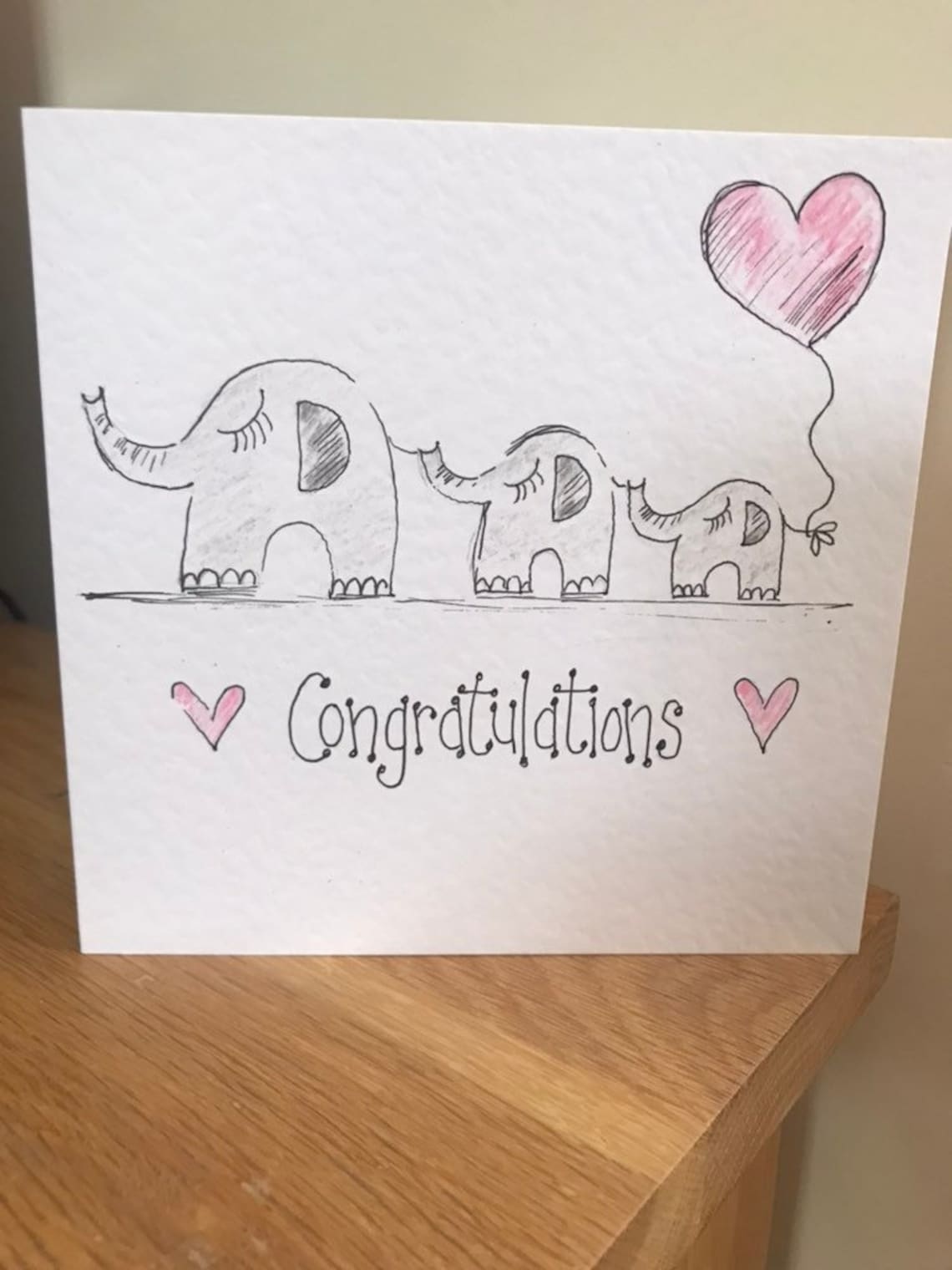 Hand Illustrated Congratulations Baby Girl Card. Pink - Etsy