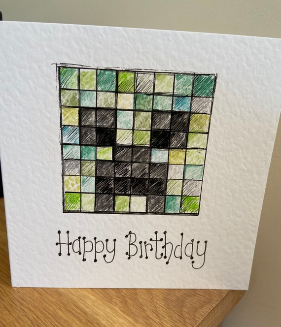 Hand Drawn Minecraft Creeper Birthday Card - Etsy Ireland