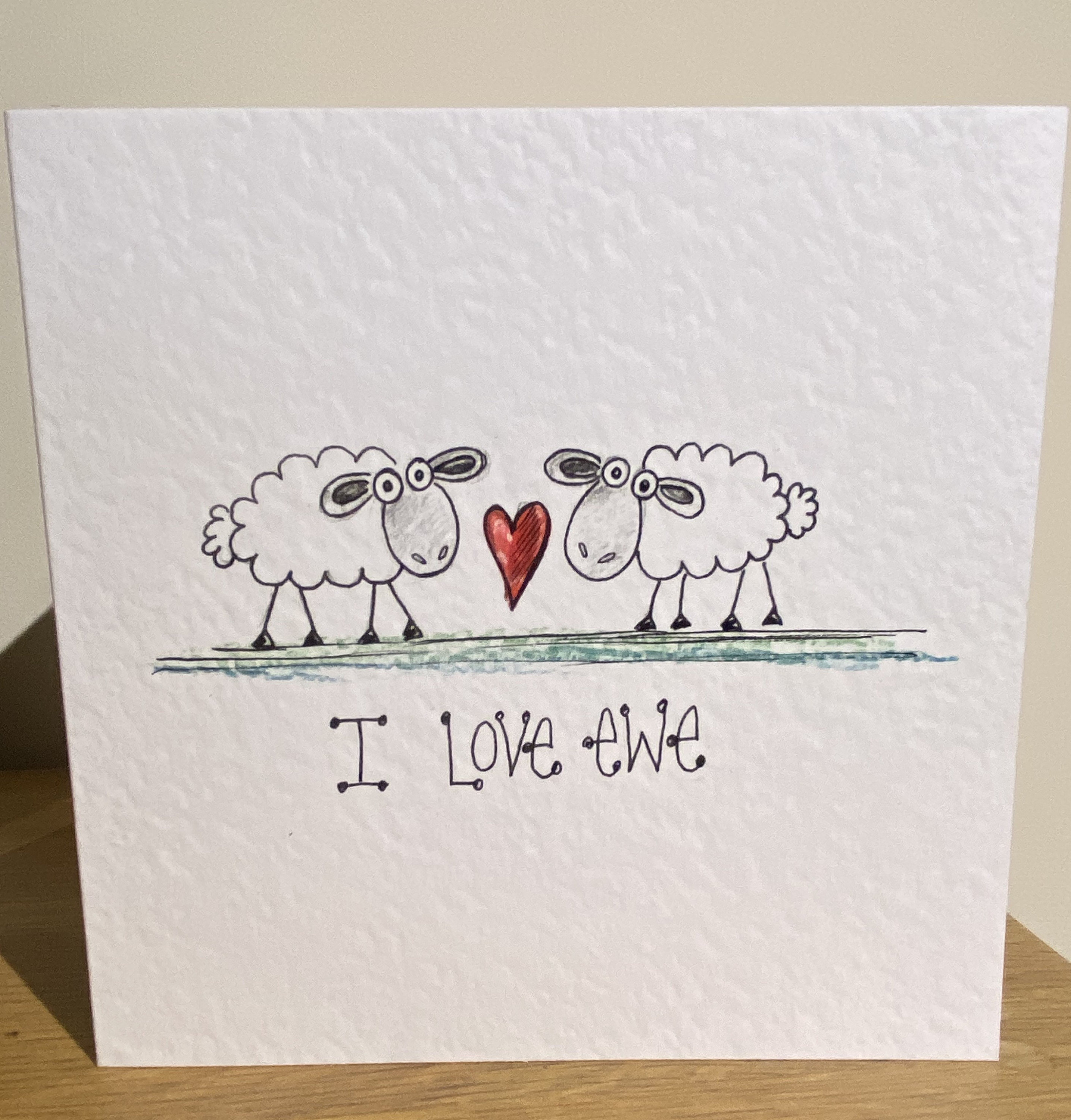 Hand Drawn Valentines Card Sheep I Love Ewe - Etsy