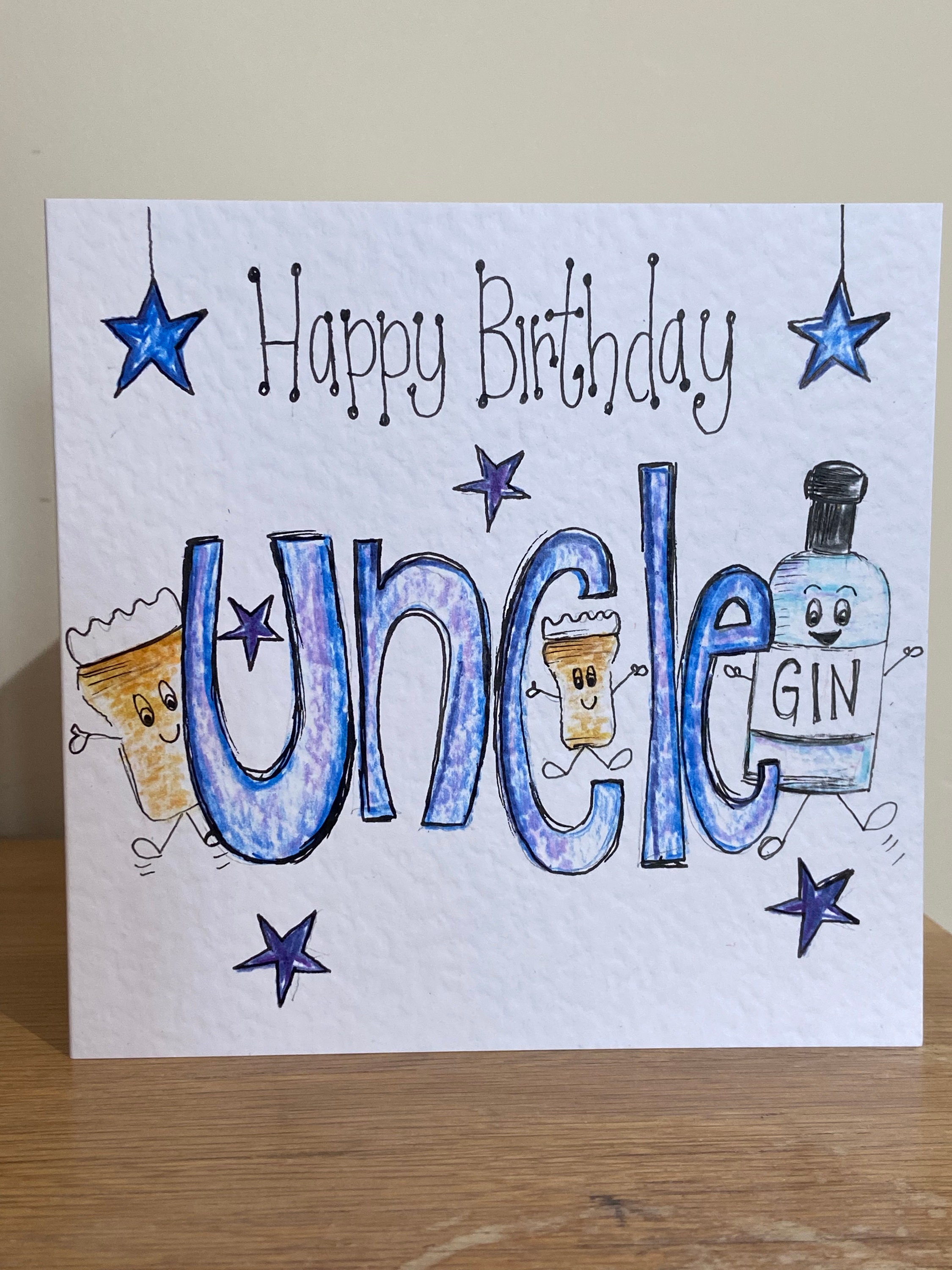 Individually Hand Drawn, Hand Made Uncle Birthday Card. Can Be ...