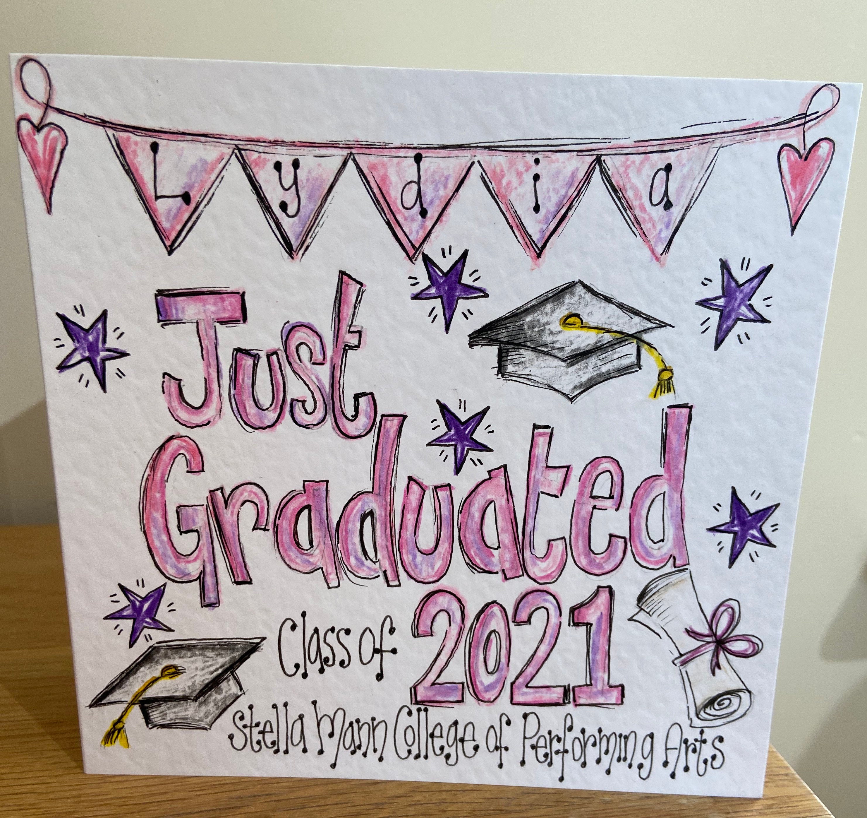 Hand drawn individually illustrated personalised graduation | Etsy