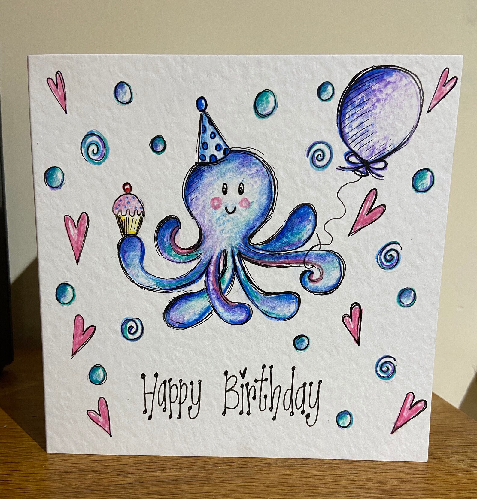 Octopus Birthday Card Individually Hand Illustrated and Can Be ...