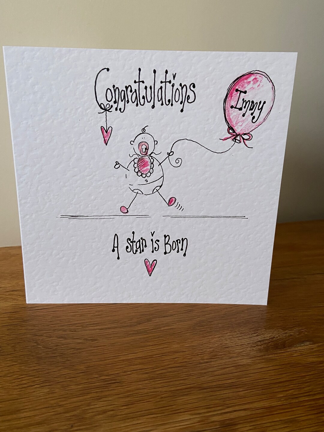 Hand Drawn Handmade Baby Girl Card With Personalisation - Etsy