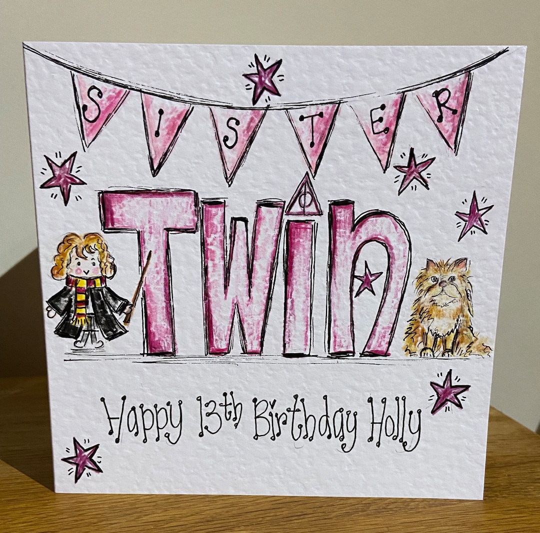Twin Sister Birthday Card. Individually Hand Drawn and Can Be ...