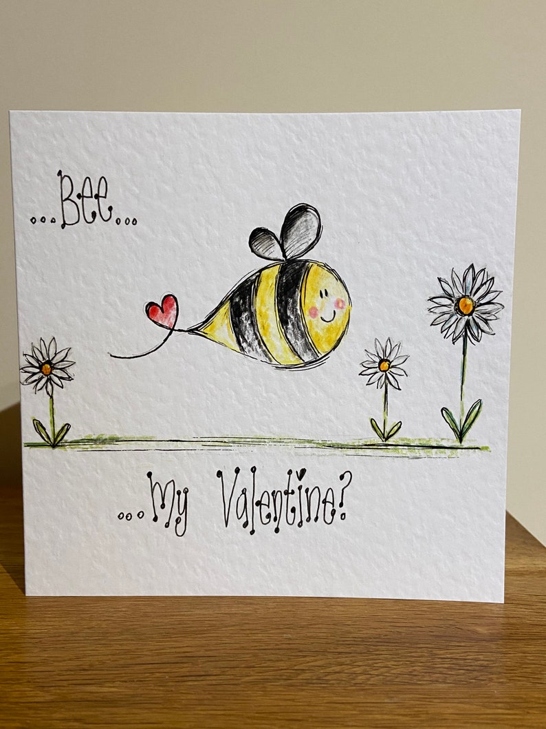 Bumble Bee Valentines Card Personalised and Individually Hand - Etsy