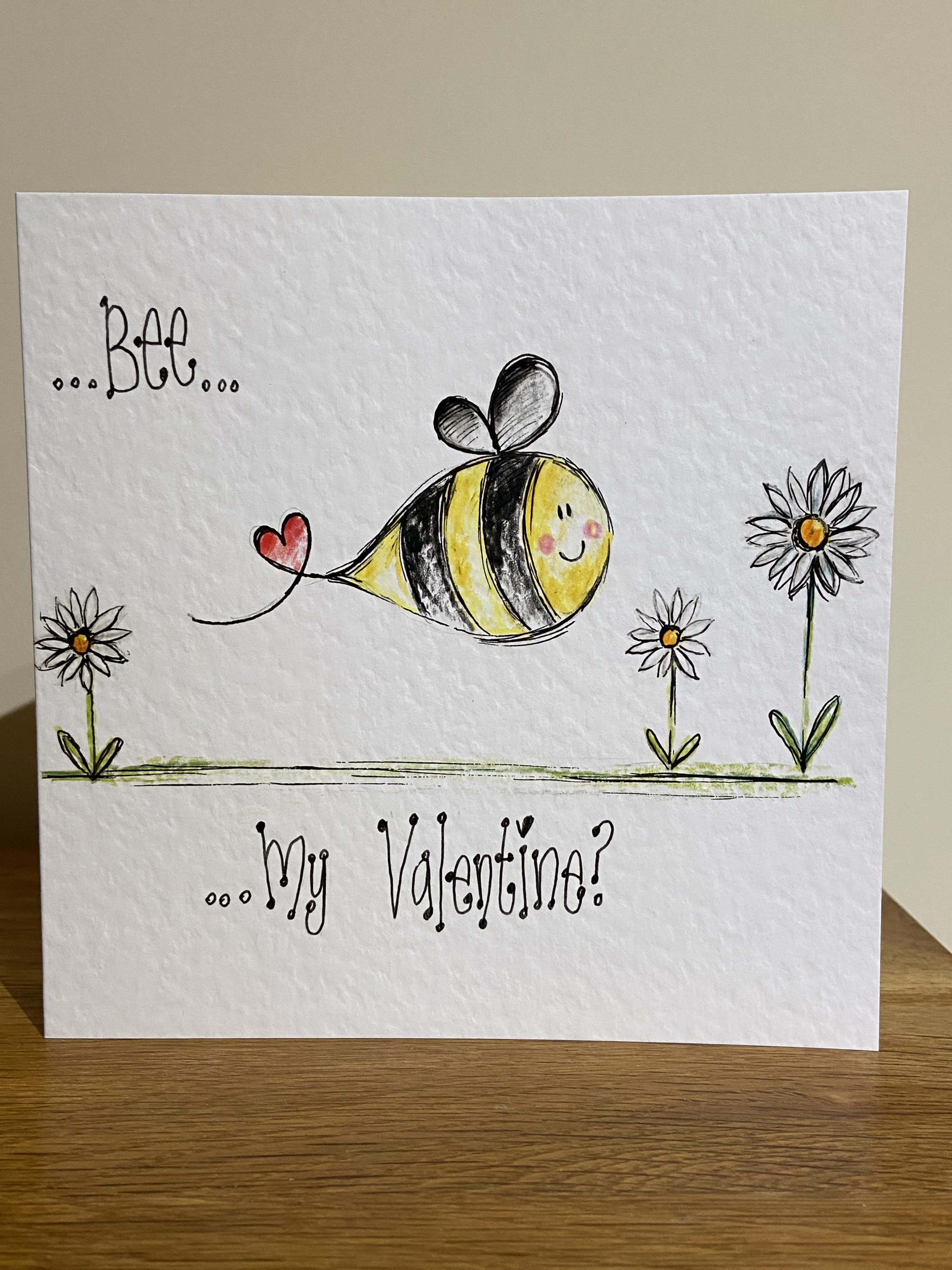 Bumble Bee Valentine’s Card Personalised and Individually Hand Drawn ...