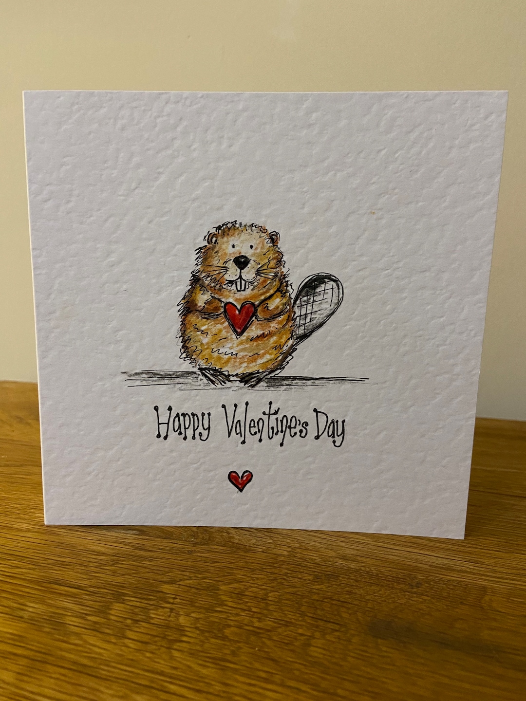 Hand Drawn Cute Beaver Valentine’s Card . Can Be Personalised - Etsy