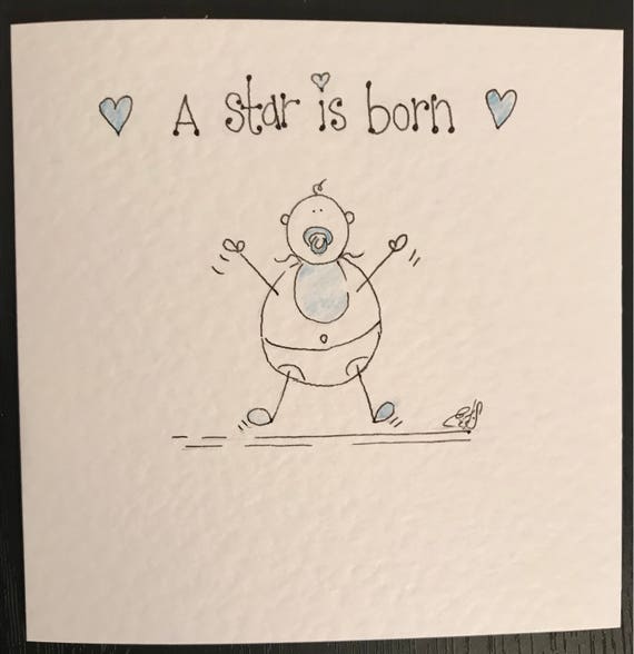 Hand Drawn Handmade Baby Boy Card. Can Be Personalised | Etsy