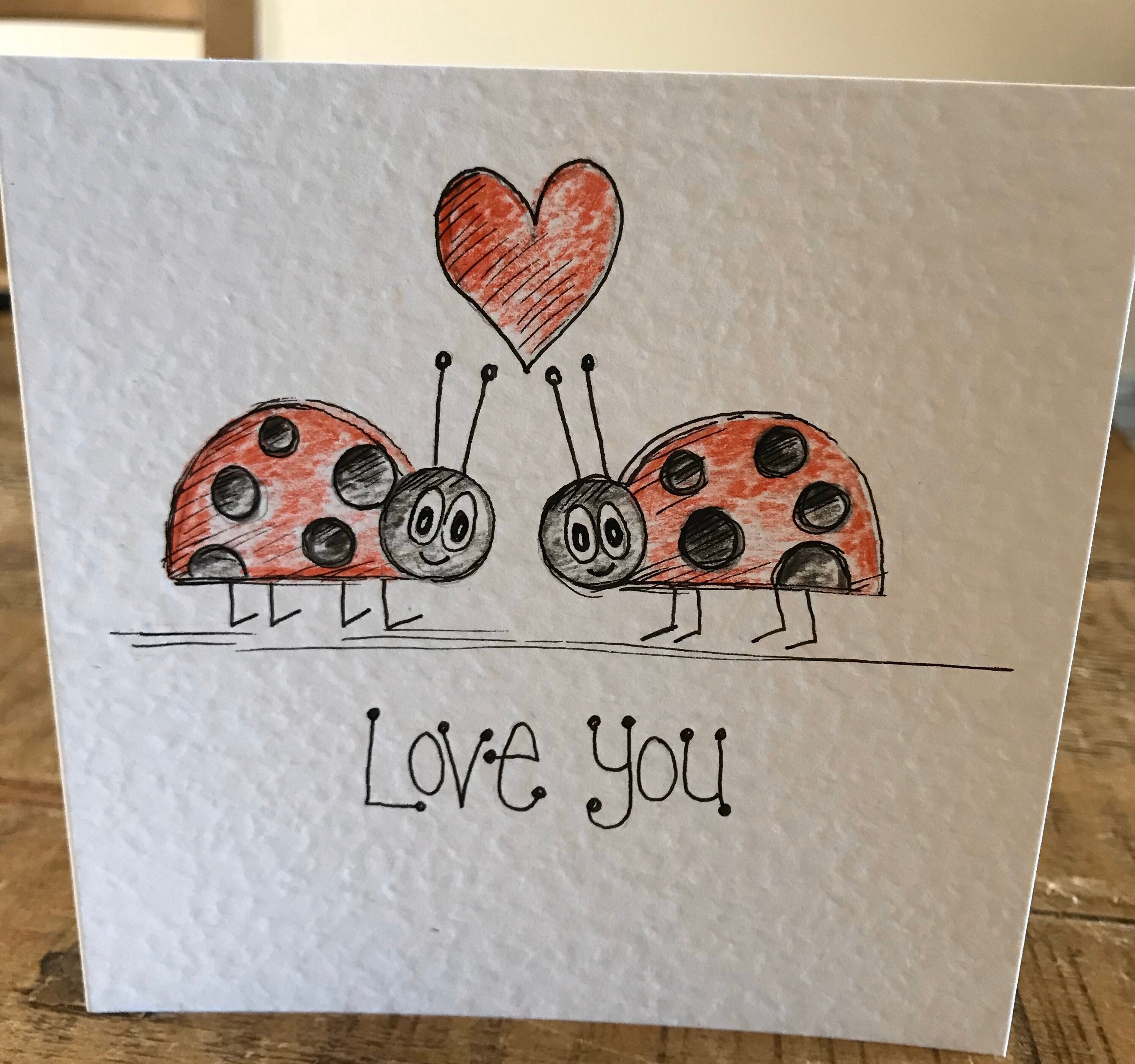 Hand Drawn Ladybird Love You Card - Etsy Australia