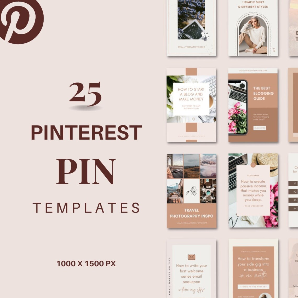 25 Pinterest Templates, Pinterest Pins, Template Canva, Modern ...