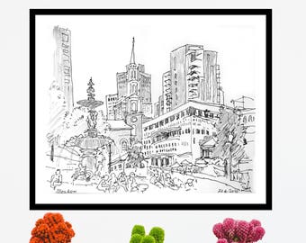 Boston, Massachusetts, Art Print of Original Pencil Sketch, Boston ...