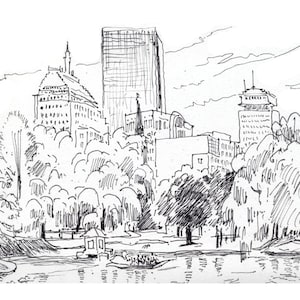 Boston, Massachusetts, Art Print of Original Pencil Sketch, Boston ...