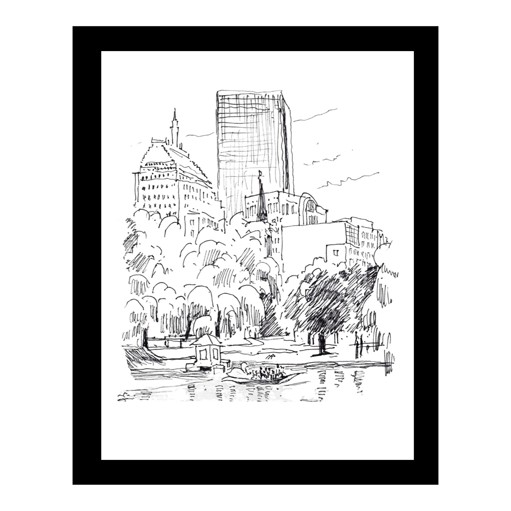 Boston, Massachusetts, PDF Instant Download Pencil Sketch, Vertical ...
