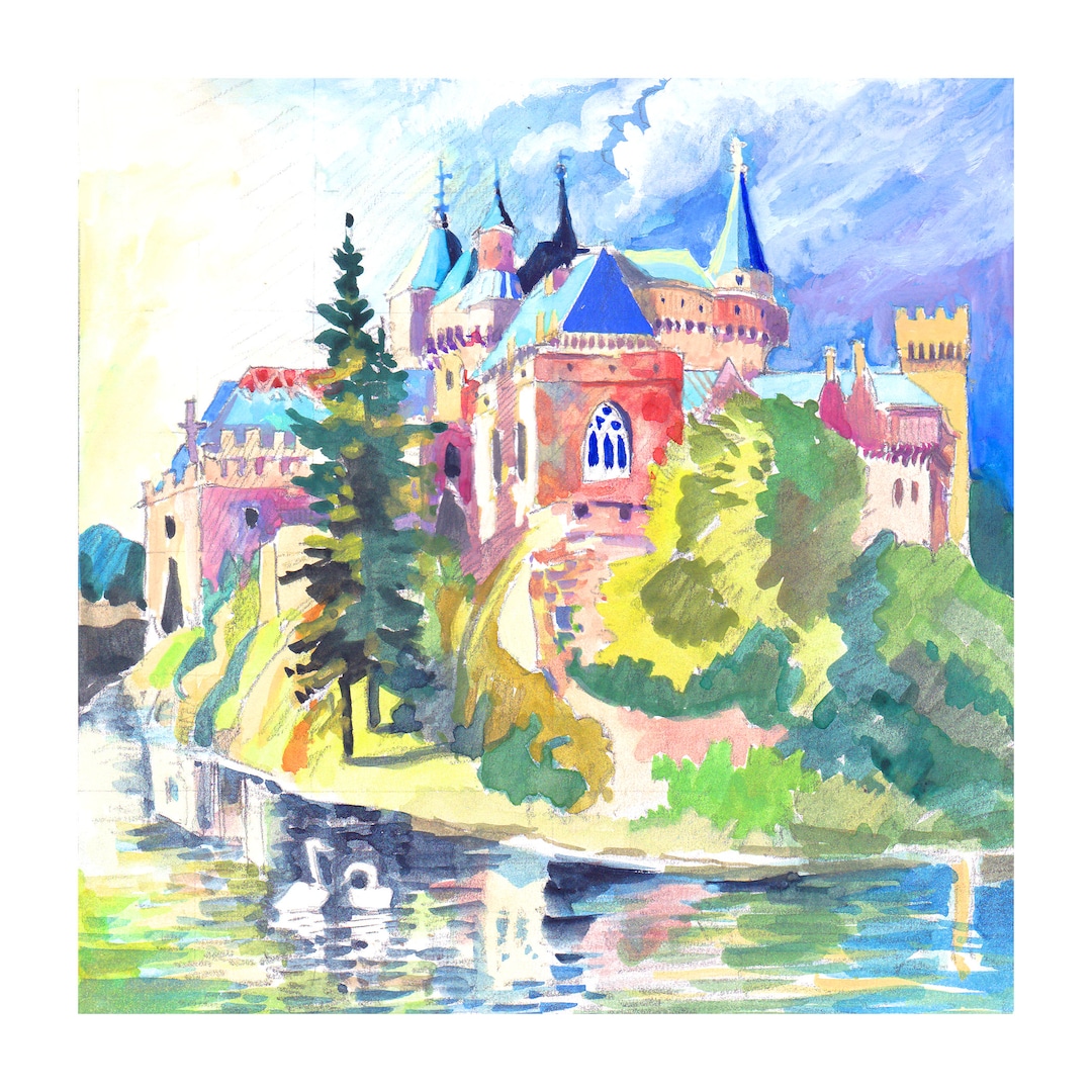 Castle Painting, Art Print of Original Acrylic Painting, Landscape ...
