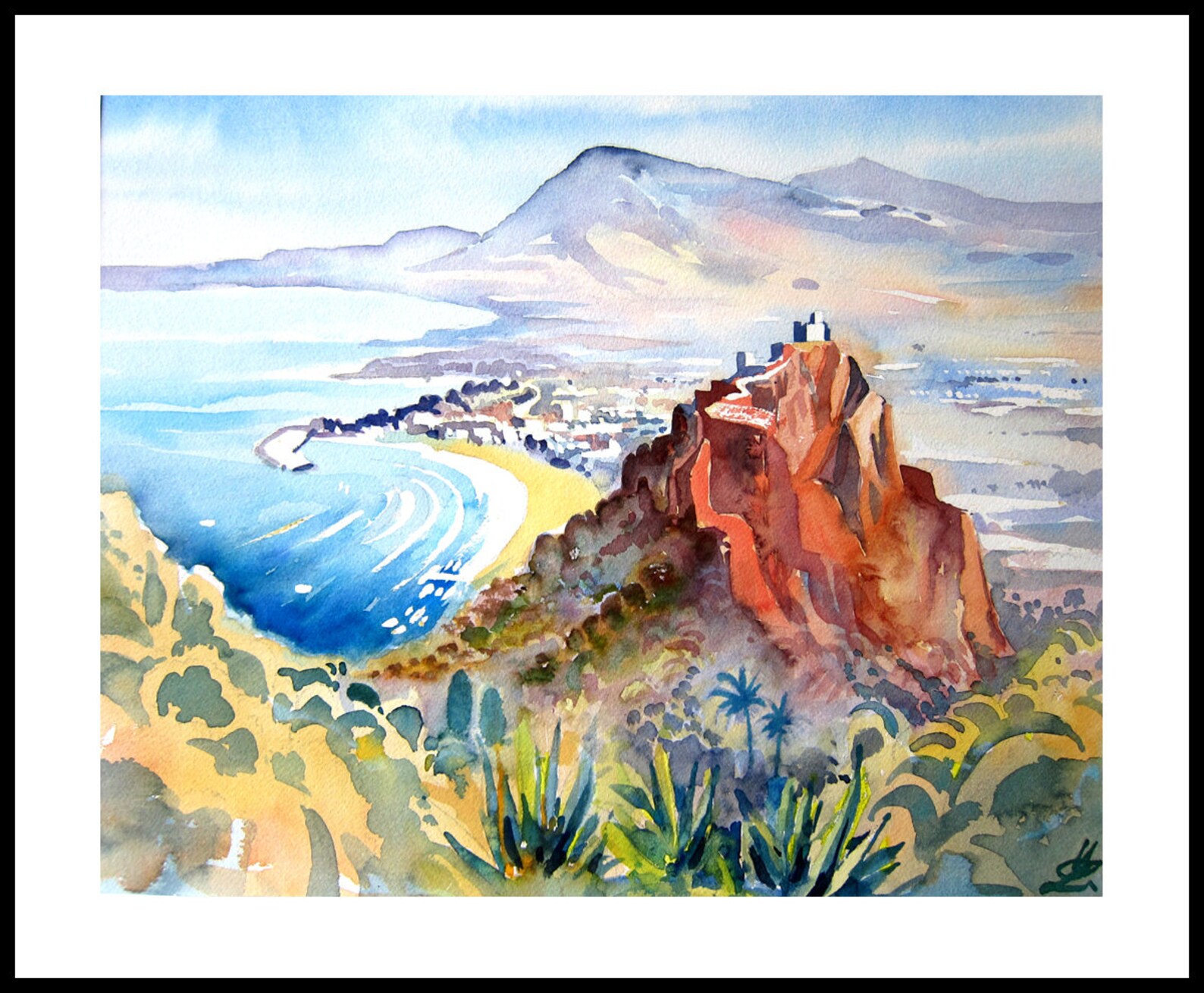 Italy, Sicily, Palermo, Art Print of Original Watercolor Painting ...