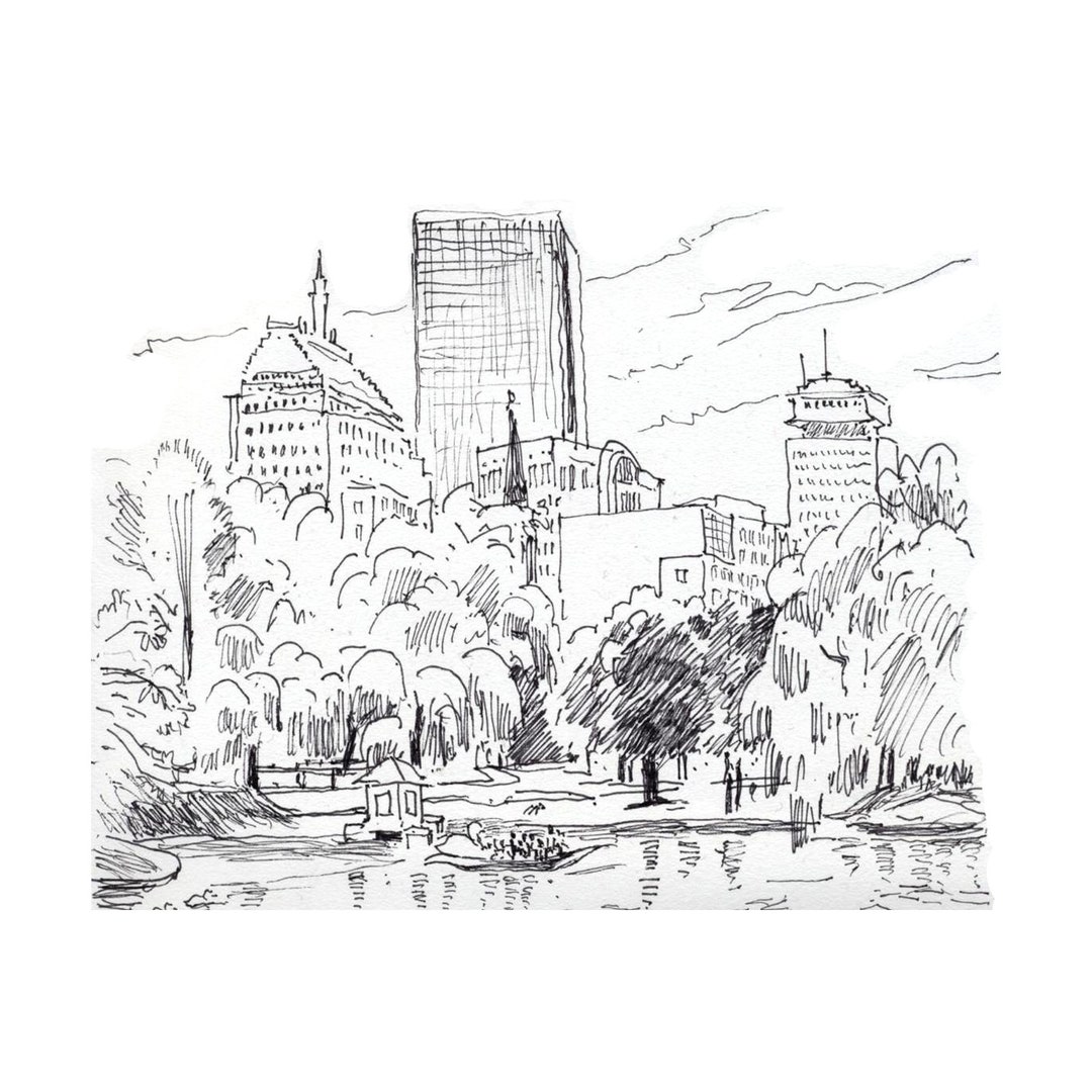 Boston, Massachusetts, Art Print of Original Pencil Sketch, Boston ...