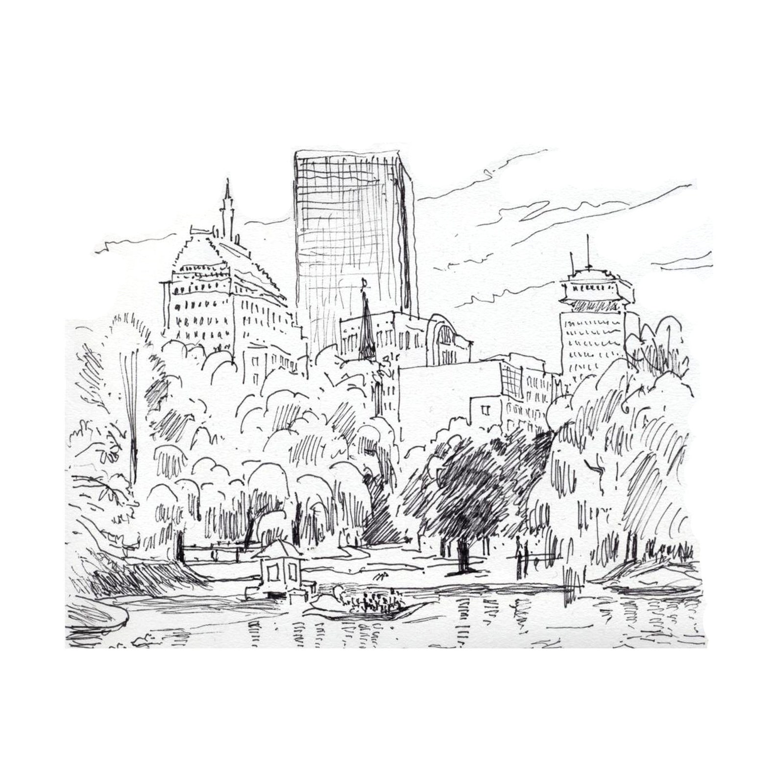 Boston, Massachusetts, Art Print of Original Pencil Sketch, Boston ...