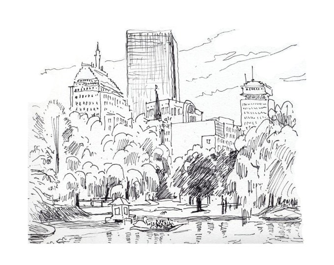 Boston, Massachusetts, PDF Instant Download Pencil Sketch, Boston ...